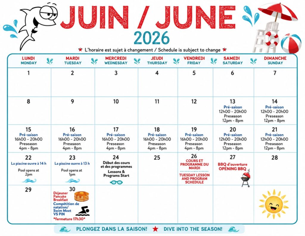 ⛱️Calendrier des événements de juin / June Calendar of Events 🌞 – SHORE